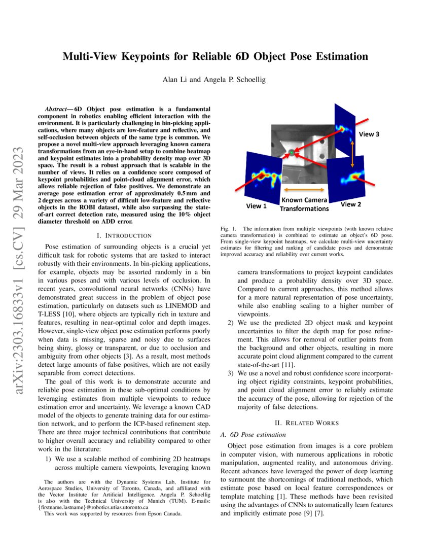 Multi View Keypoints For Reliable 6d Object Pose Estimation Deepai