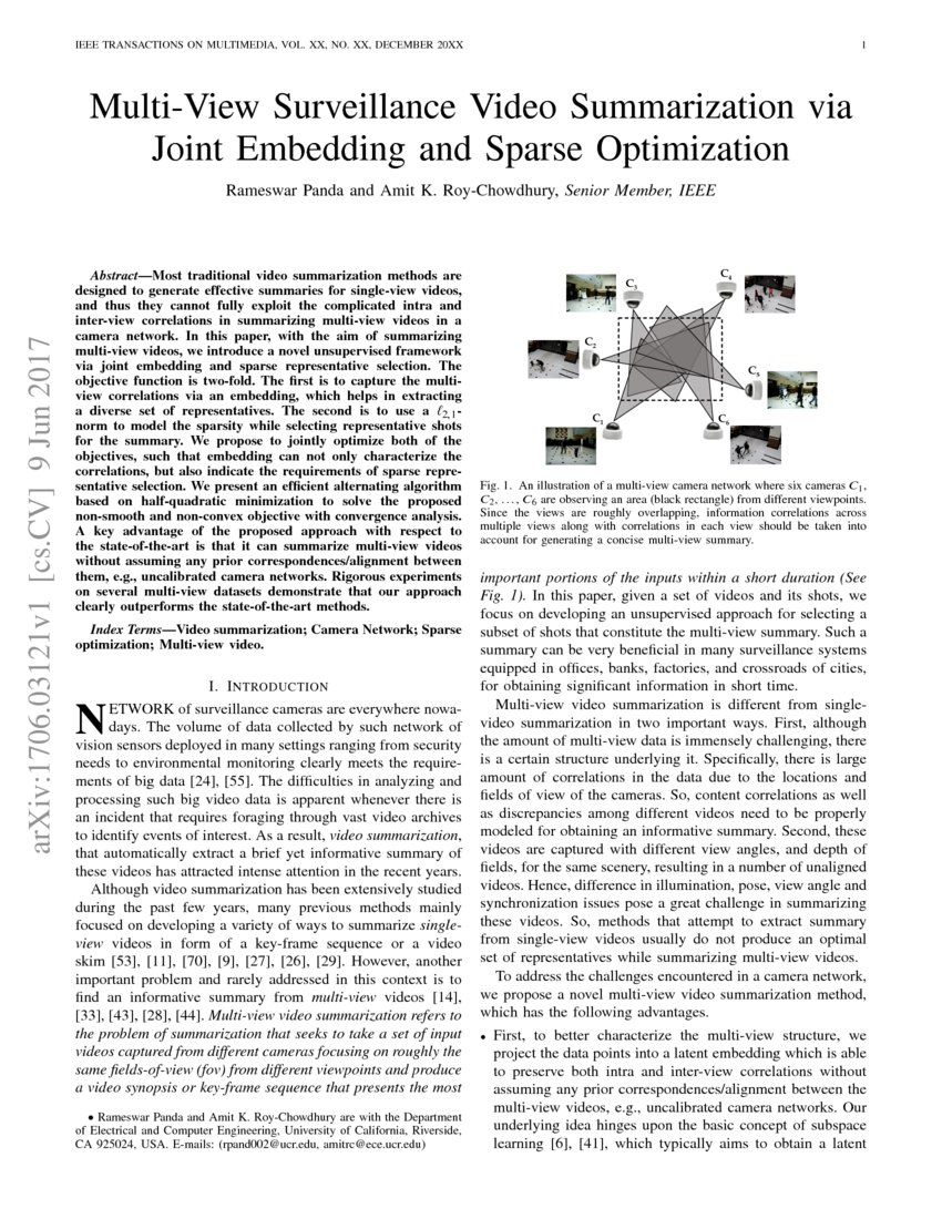 Multi-View Surveillance Video Summarization via Joint Embedding and Sparse Optimization | DeepAI