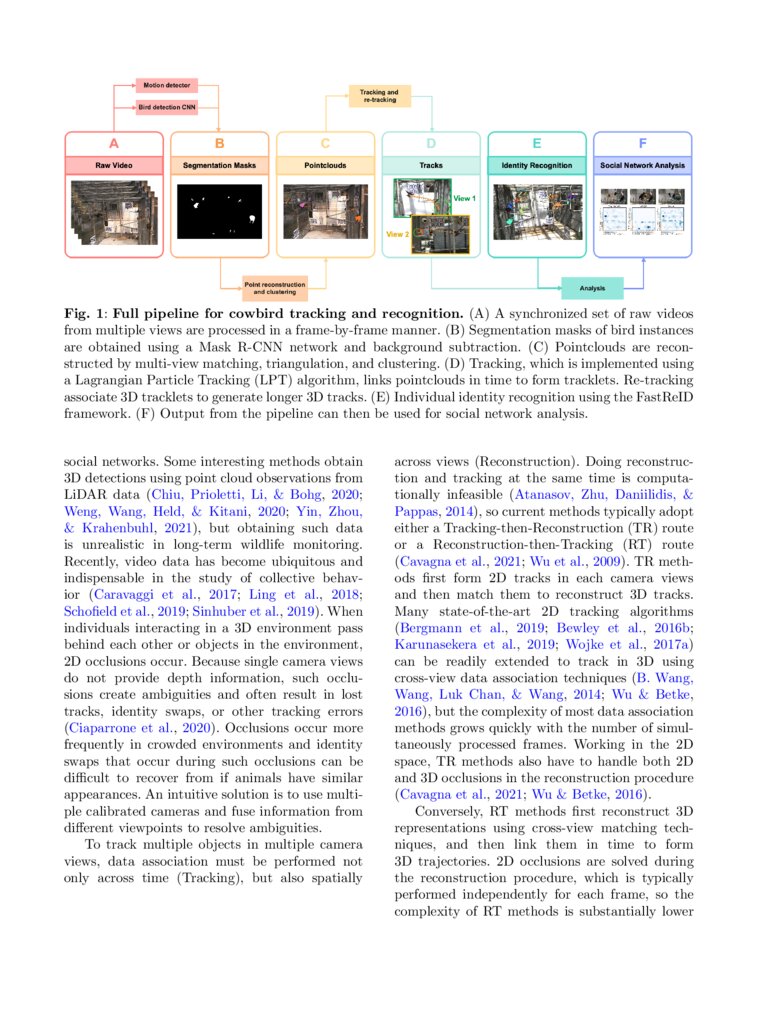 Multi-view Tracking, Re-ID, and Social Network Analysis of a Flock of ... Multi-view Tracking, Re-ID, and Social Network Analysis of a Flock of ...