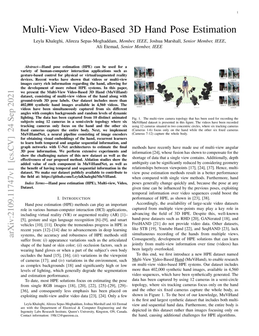 Multi-View Video-Based 3D Hand Pose Estimation | DeepAI