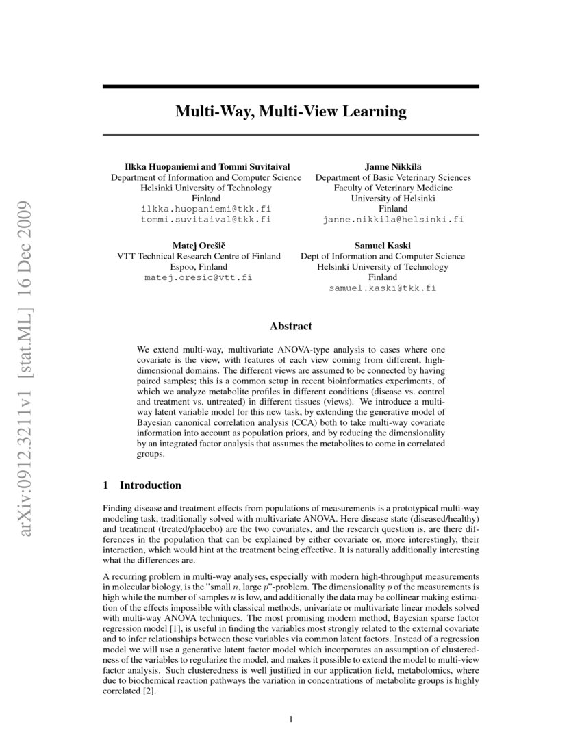 Multi-Way, Multi-View Learning | DeepAI