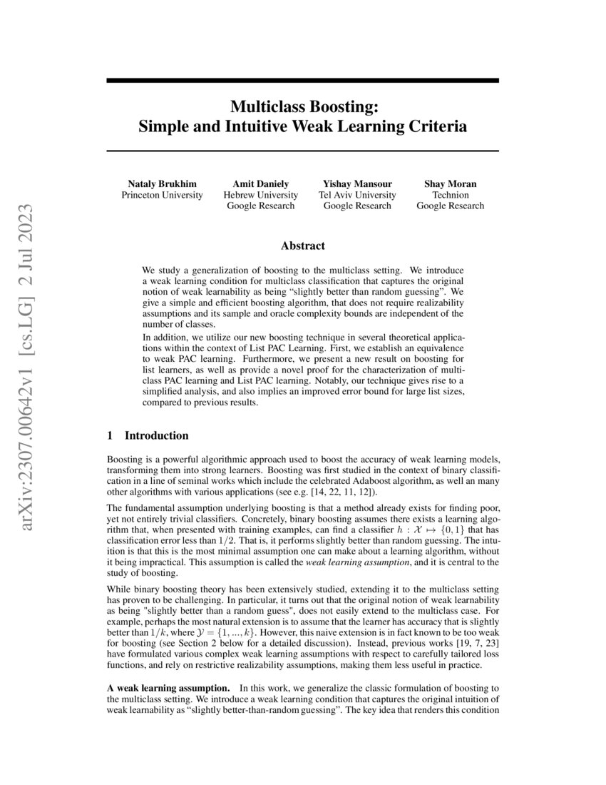 Multiclass Boosting Simple And Intuitive Weak Learning Criteria Deepai