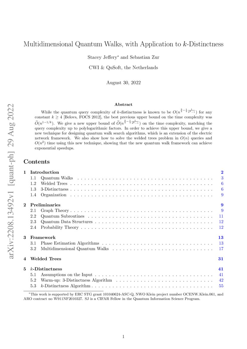 Multidimensional Quantum Walks, with Application to k-Distinctness | DeepAI