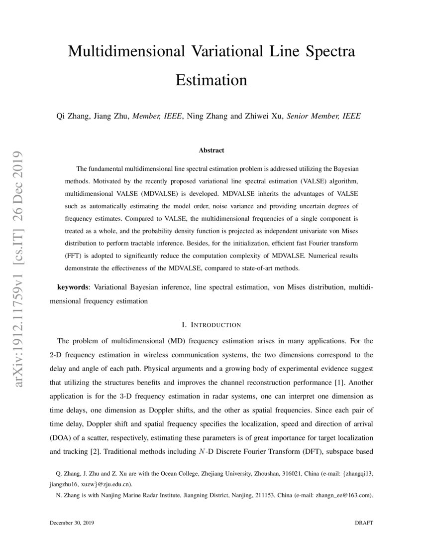 Multidimensional Variational Line Spectra Estimation | DeepAI Multidimensional Variational Line Spectra Estimation | DeepAI