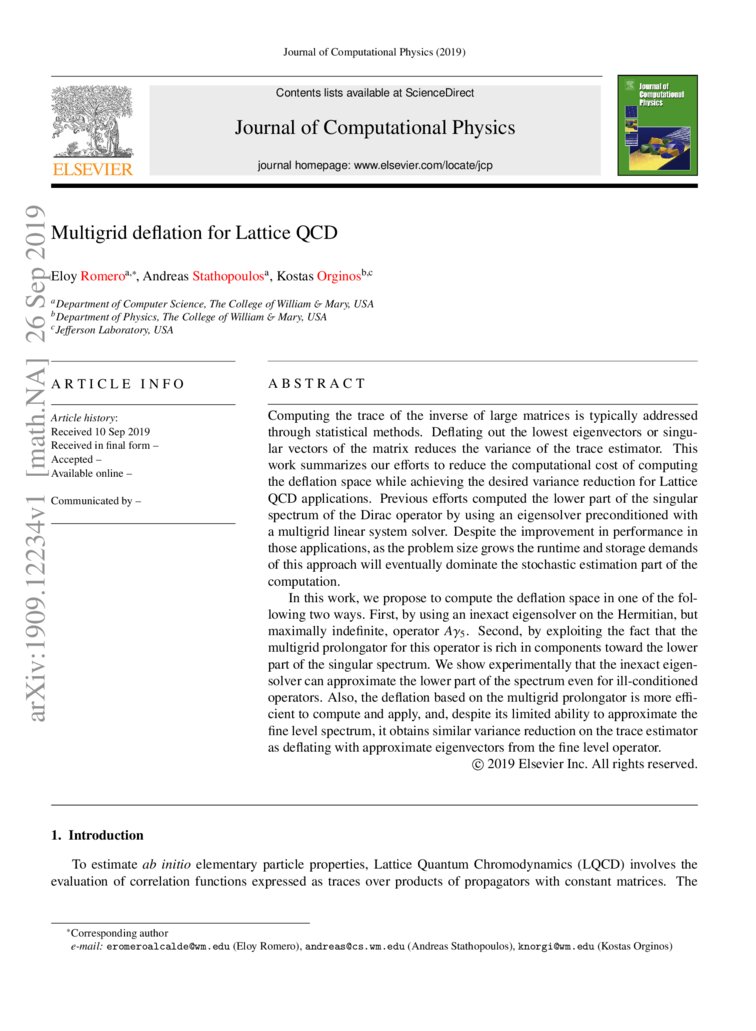 Multigrid deflation for Lattice QCD | DeepAI