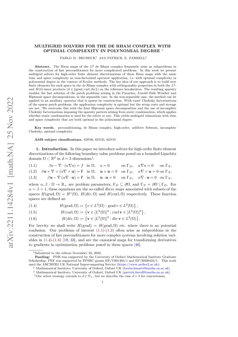Multigrid solvers for the de Rham complex with optimal complexity in polynomial degree | DeepAI
