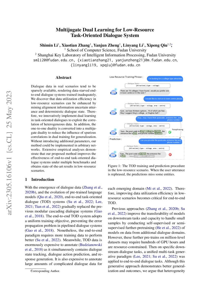 Multijugate Dual Learning for Low-Resource Task-Oriented Dialogue ... Multijugate Dual Learning for Low-Resource Task-Oriented Dialogue ...