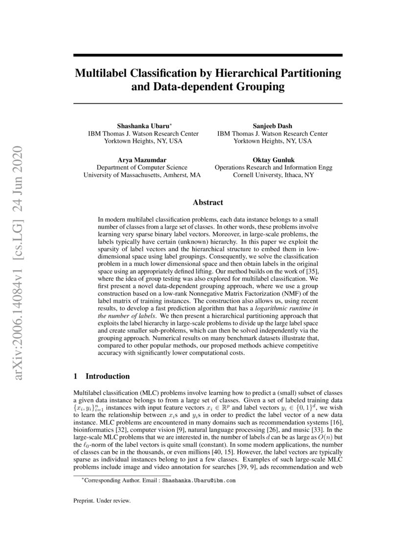 Multilabel Classification by Hierarchical Partitioning and Data-dependent Grouping | DeepAI