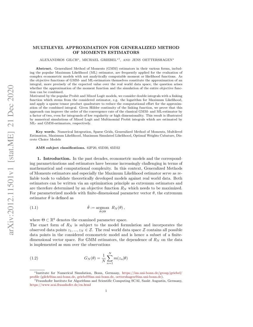 Multilevel Approximation for Generalized Method of Moments Estimators | DeepAI