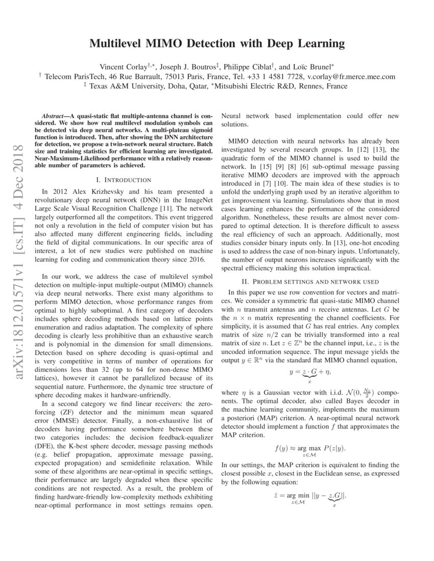 Multilevel MIMO Detection with Deep Learning | DeepAI