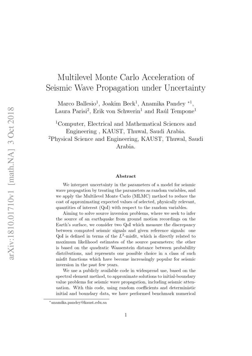 Multilevel Monte Carlo Acceleration of Seismic Wave Propagation under Uncertainty | DeepAI