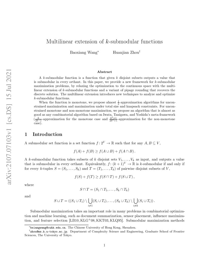Multilinear Extension Of K Submodular Functions Deepai 4064