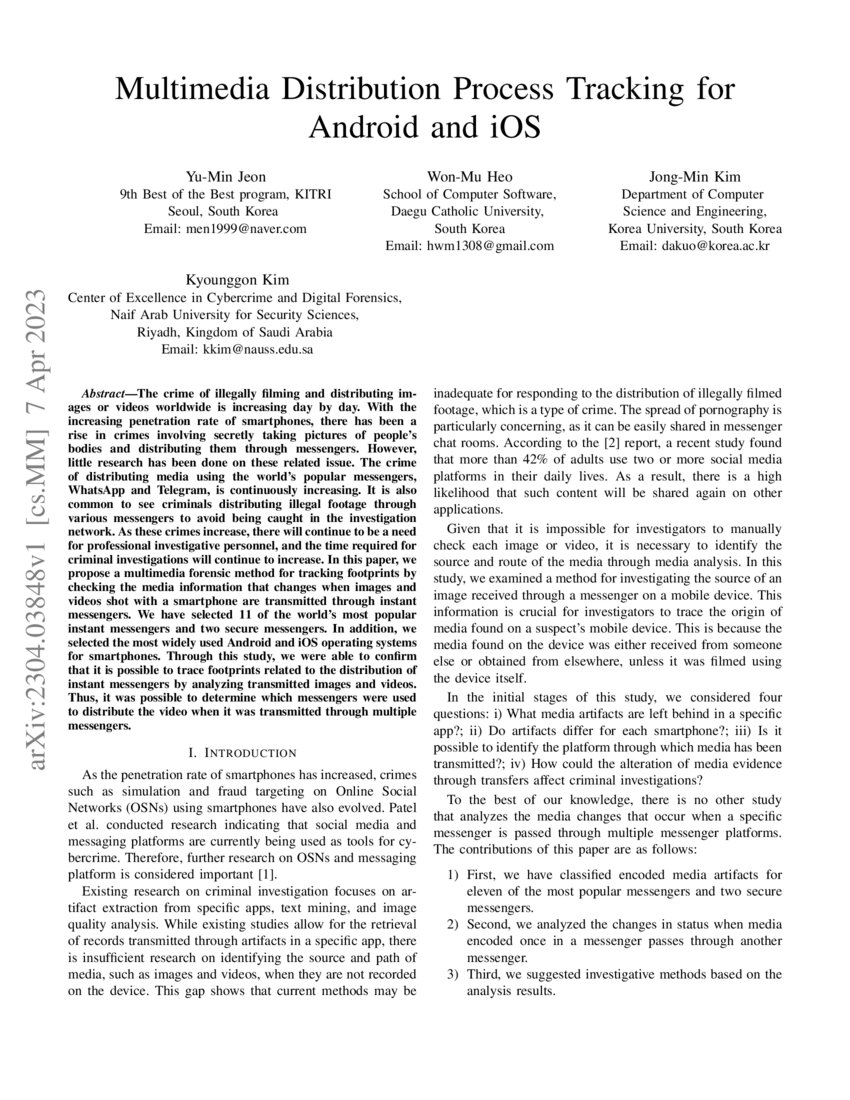 Multimedia Distribution Process Tracking for Android and iOS | DeepAI