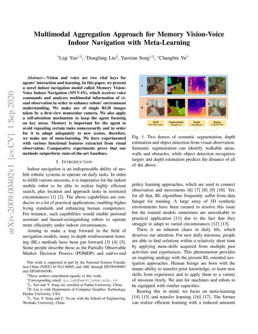Multimodal Aggregation Approach for Memory Vision-Voice Indoor Navigation with Meta-Learning ...