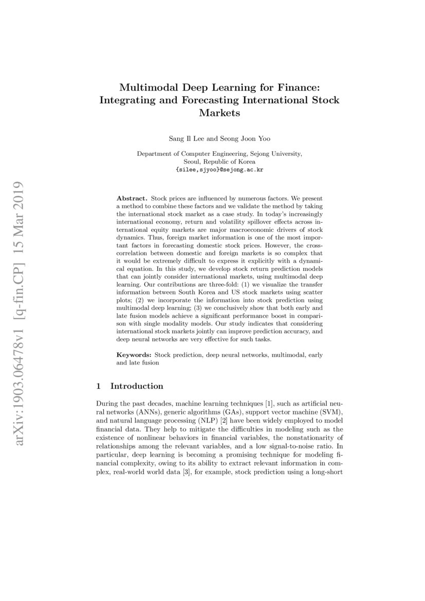 Multimodal Deep Learning for Finance: Integrating and Forecasting ...