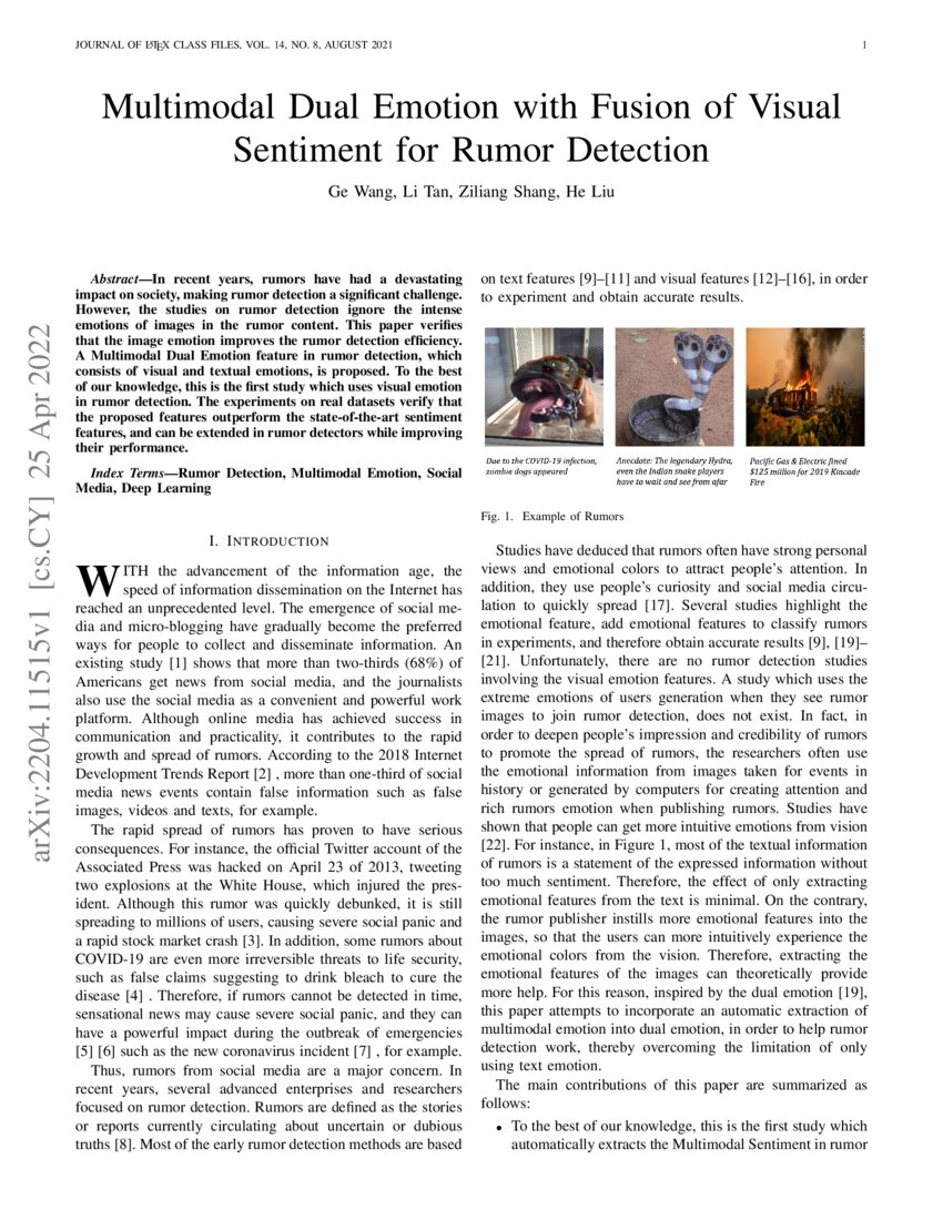 Multimodal Dual Emotion with Fusion of Visual Sentiment for Rumor ...