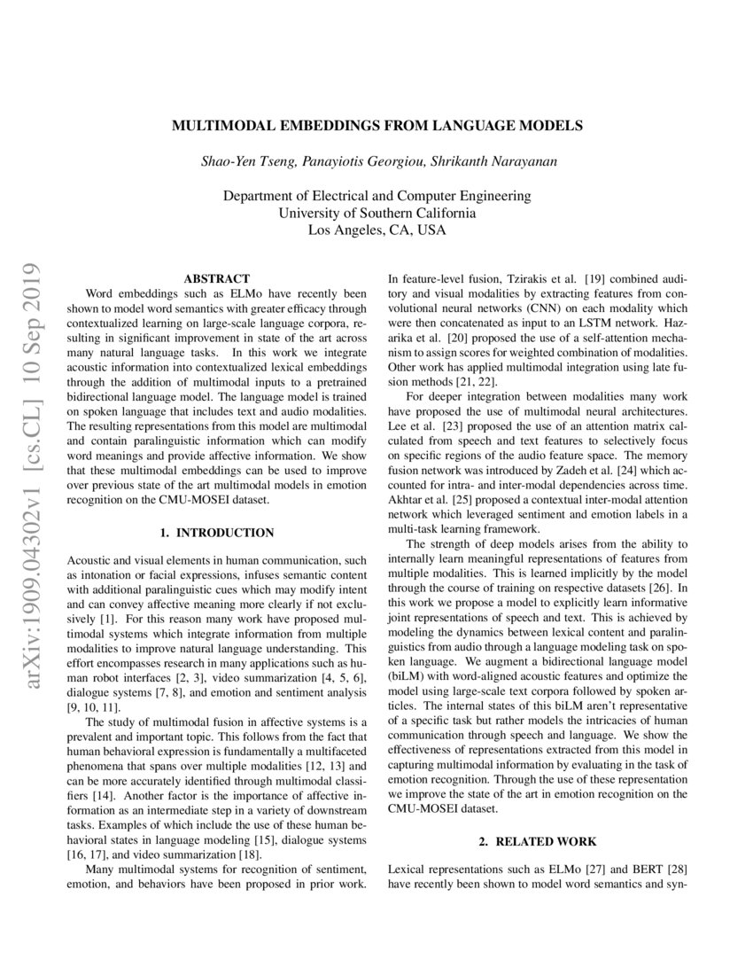 Multimodal Embeddings from Language Models | DeepAI