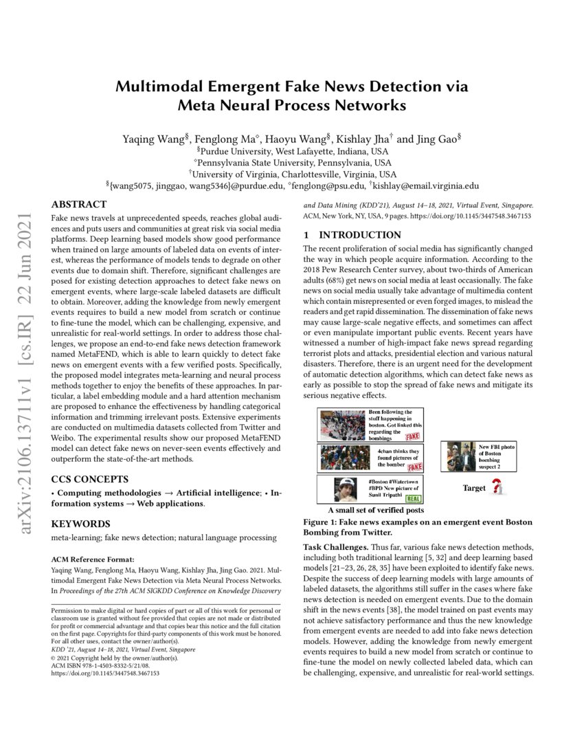 Multimodal Emergent Fake News Detection via Meta Neural Process ...