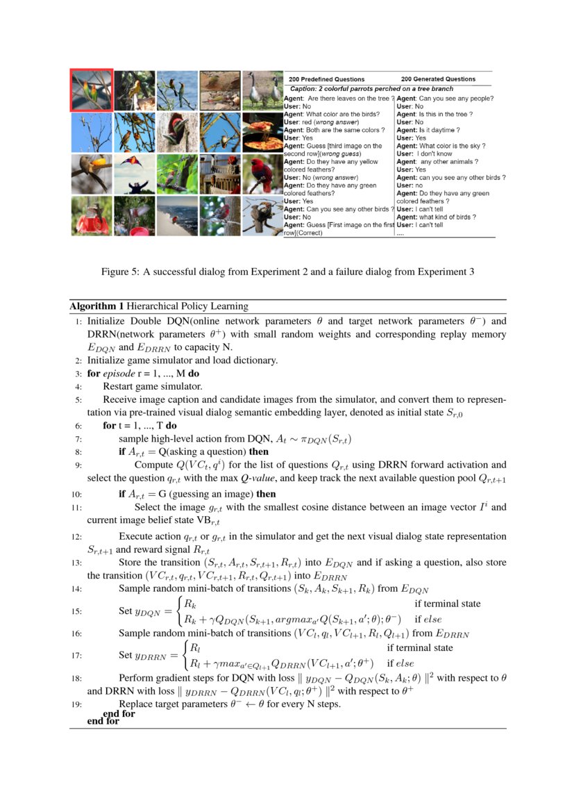 Multimodal Hierarchical Reinforcement Learning Policy For Task Oriented Visual Dialog Deepai