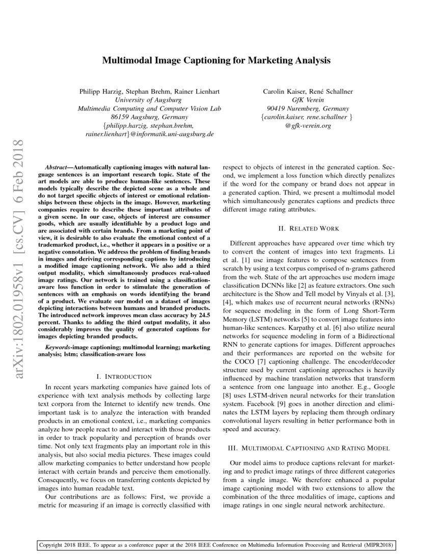 Multimodal Image Captioning for Marketing Analysis | DeepAI