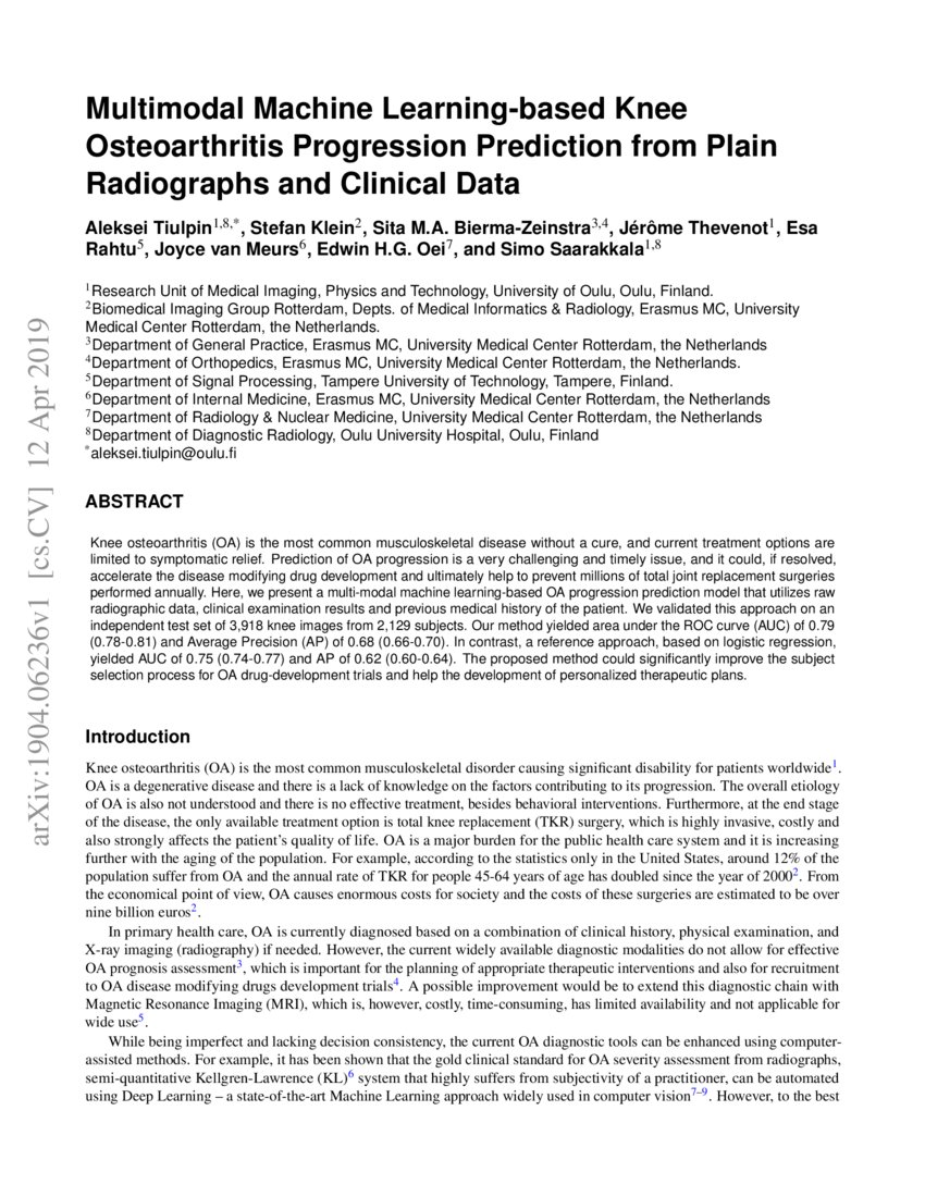 Multimodal Machine Learning Based Knee Osteoarthritis Progression