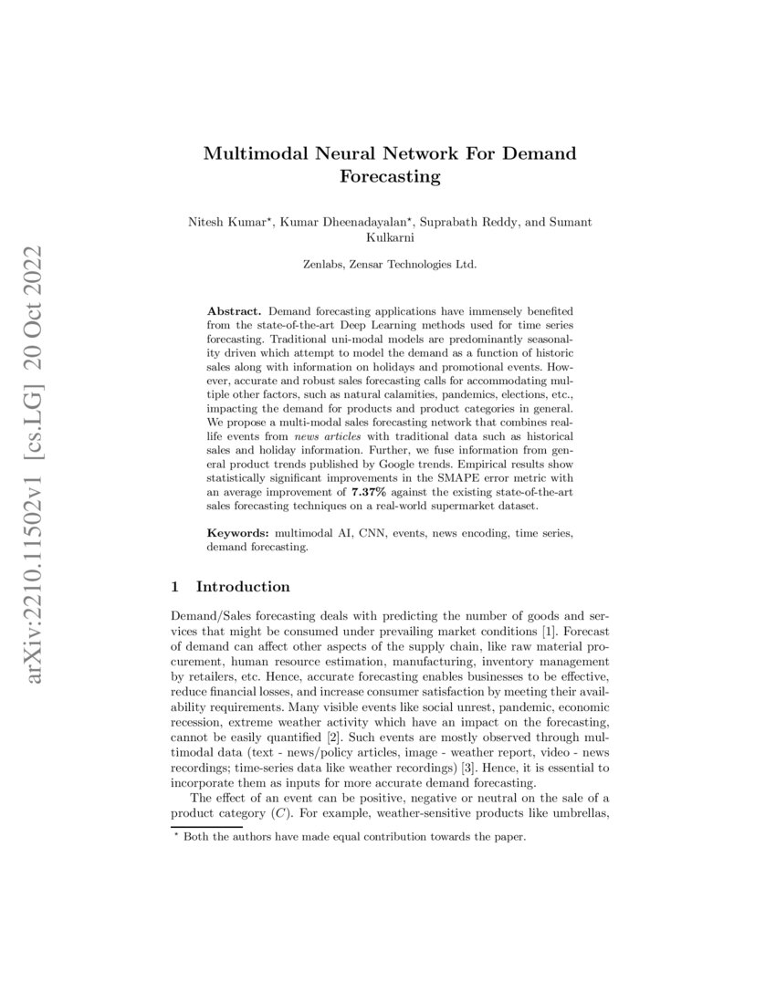 Multimodal Neural Network For Demand Forecasting Deepai