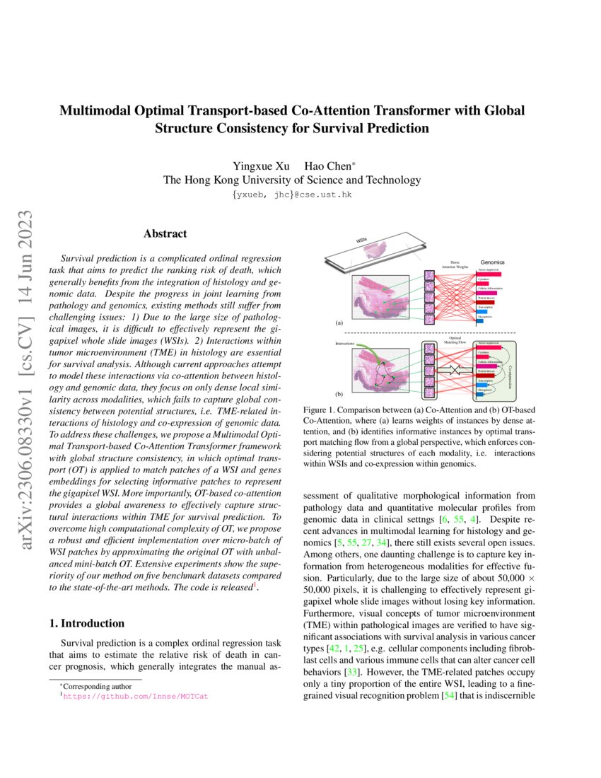 Multimodal Optimal Transport-based Co-Attention Transformer with Global Structure Consistency ...