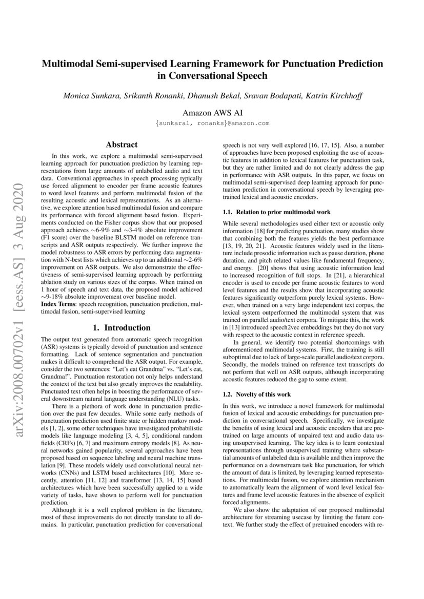 Multimodal Semi-supervised Learning Framework for Punctuation ...