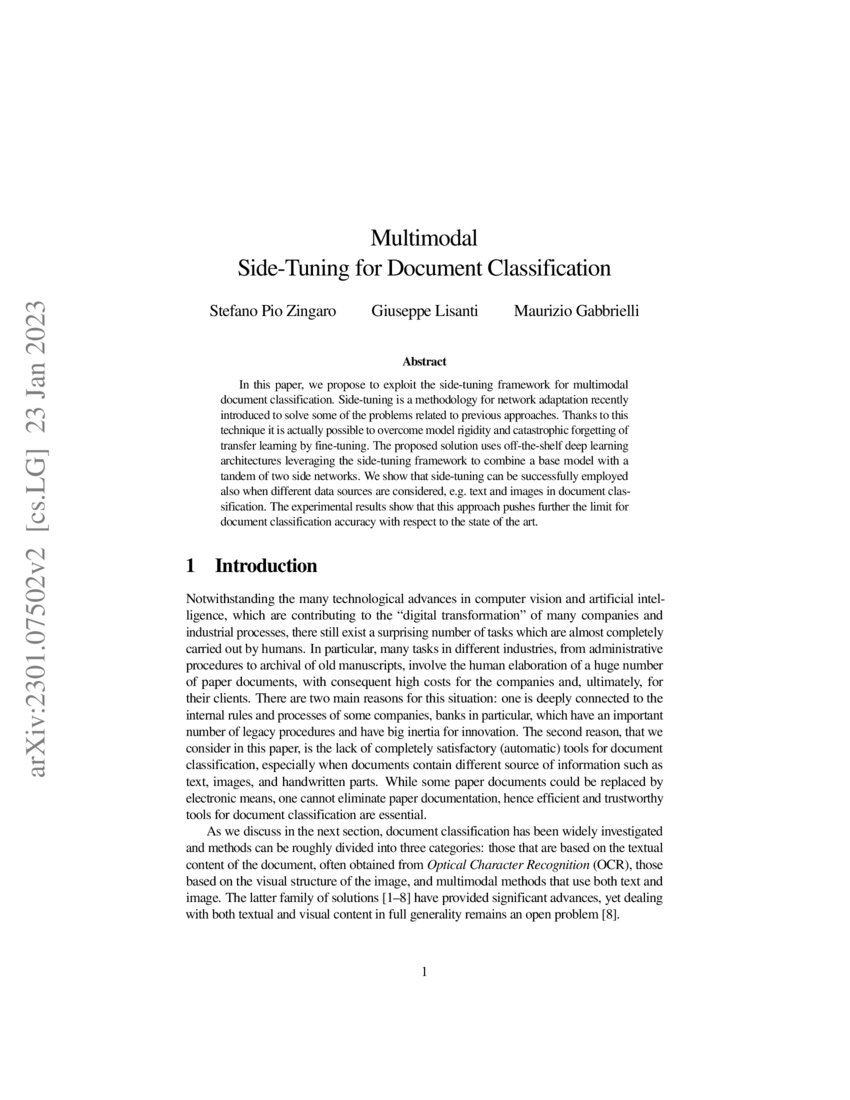 Multimodal Side-Tuning for Document Classification | DeepAI