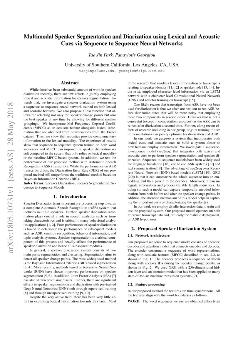 Multimodal Speaker Segmentation And Diarization Using Lexical And Acoustic Cues Via Sequence To