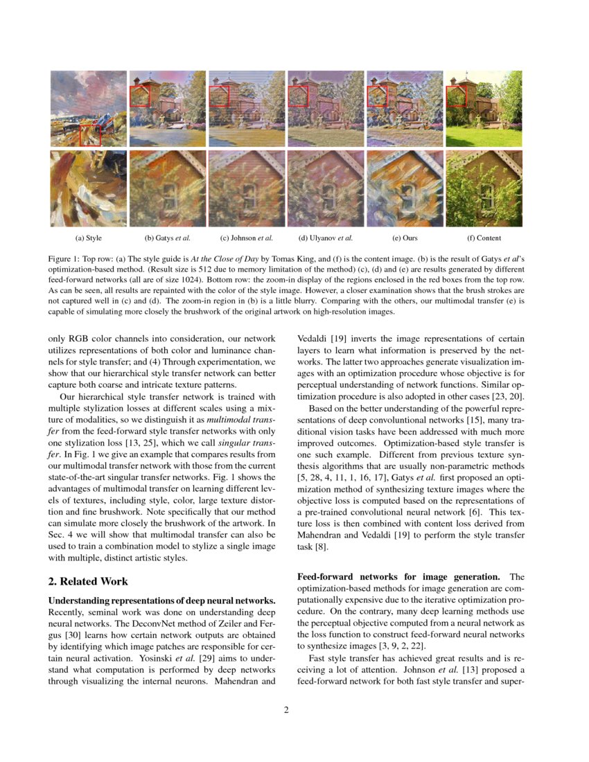 Multimodal Transfer A Hierarchical Deep Convolutional Neural Network For Fast Artistic Style
