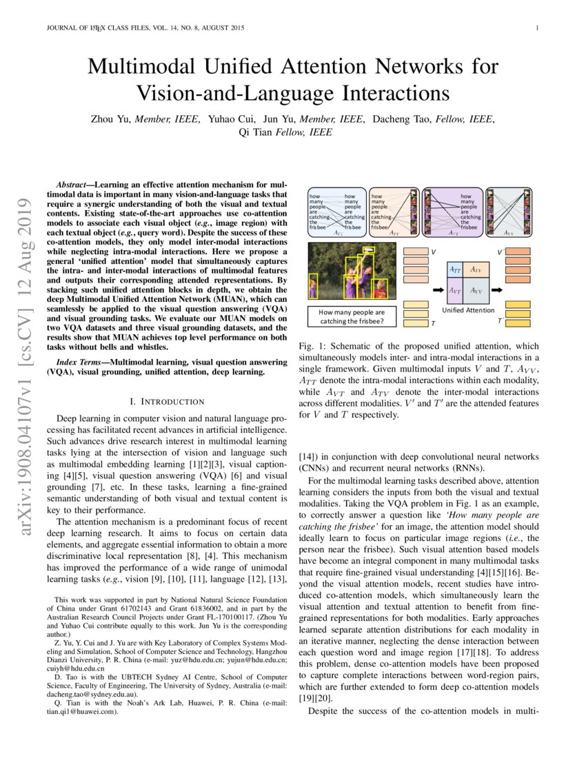 Multimodal Unified Attention Networks for Vision-and-Language Interactions | DeepAI