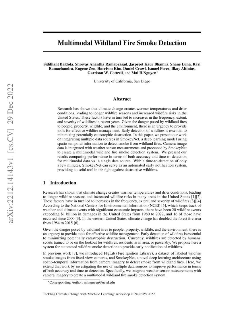 Multimodal Wildland Fire Smoke Detection Deepai