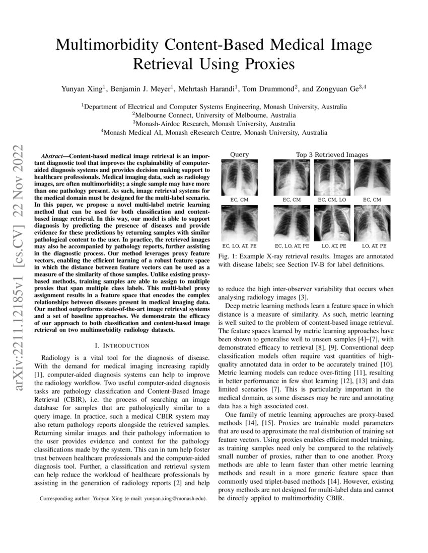 Multimorbidity Content-Based Medical Image Retrieval Using Proxies | DeepAI