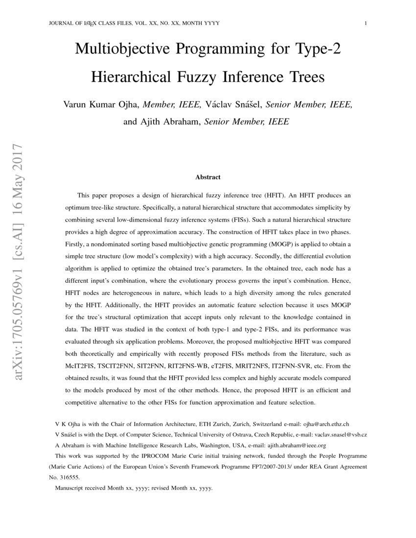 Multiobjective Programming For Type 2 Hierarchical Fuzzy Inference Trees Deepai