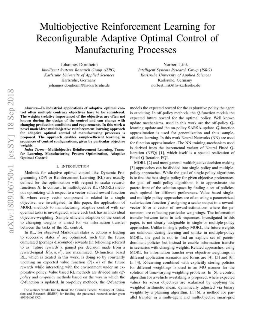 Multiobjective Reinforcement Learning for Reconfigurable Adaptive ...