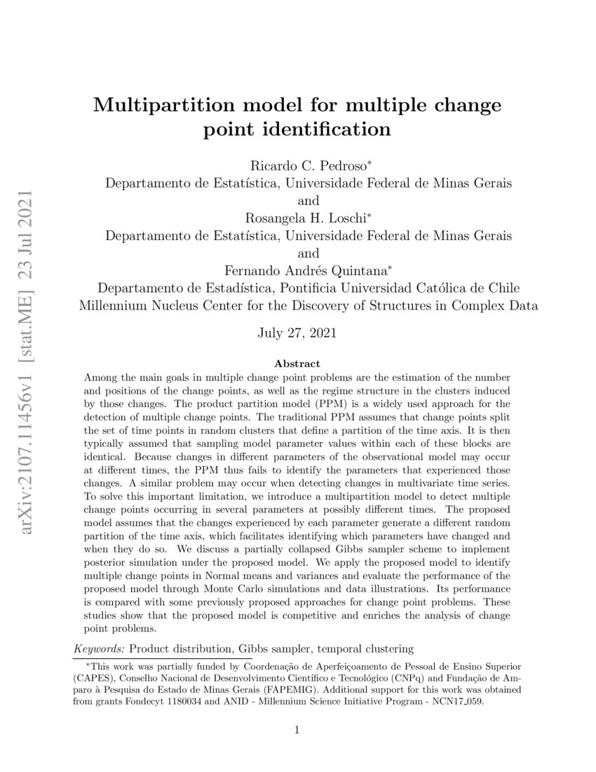 Multipartition model for multiple change point identification | DeepAI