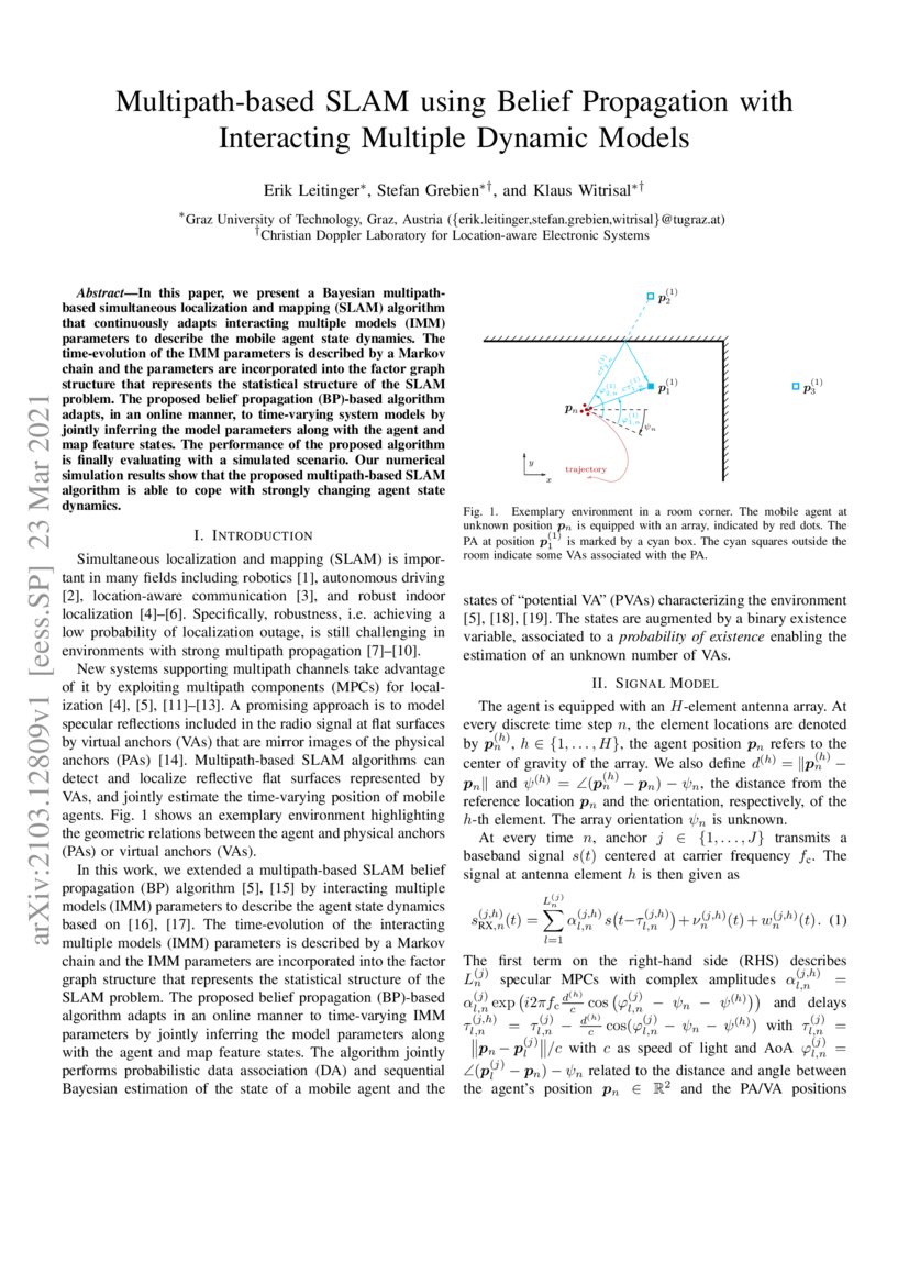 Multipath Based Slam Using Belief Propagation With Interacting Multiple Dynamic Models Deepai