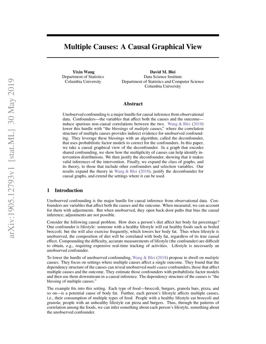 Multiple Causes: A Causal Graphical View | DeepAI