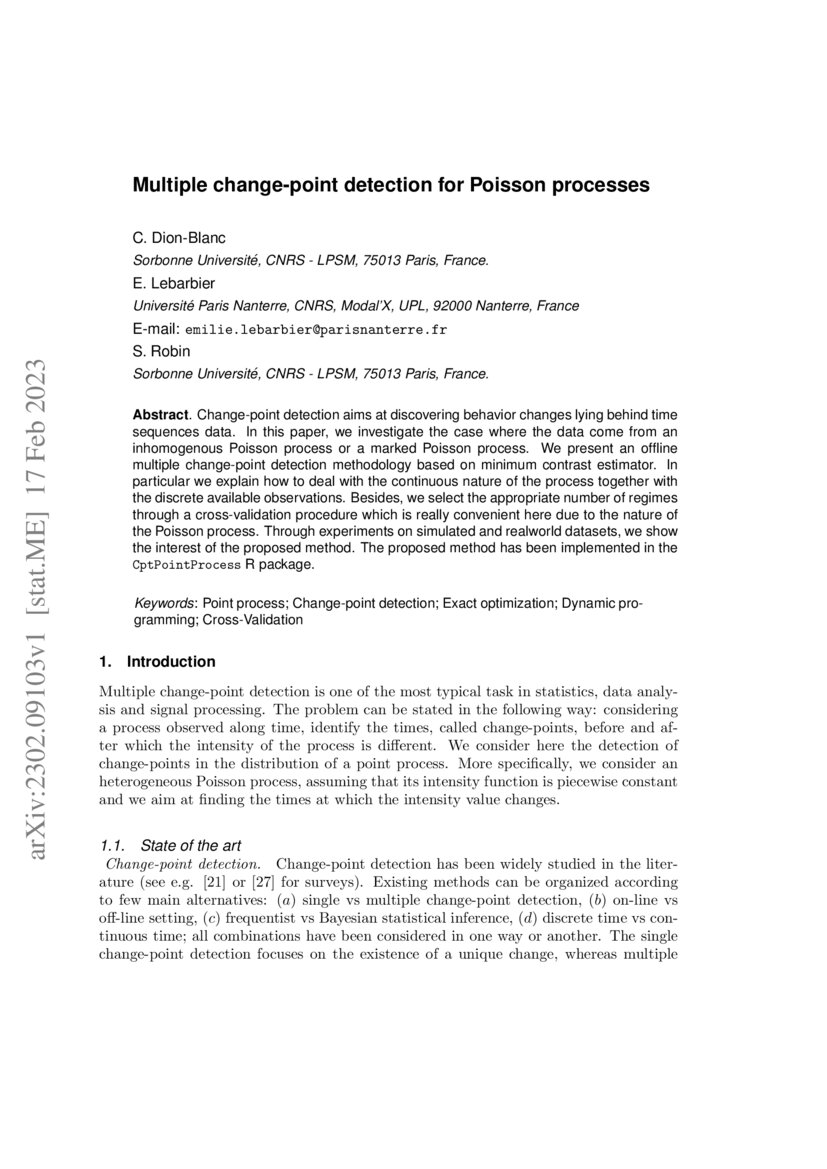 Multiple change-point detection for Poisson processes | DeepAI Multiple change-point detection for Poisson processes | DeepAI