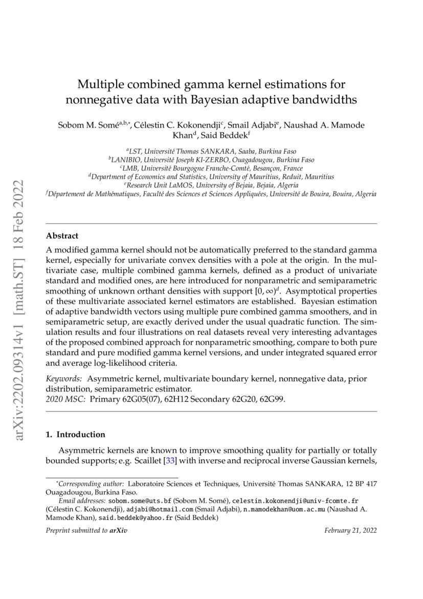 Multiple combined gamma kernel estimations for nonnegative data with ...