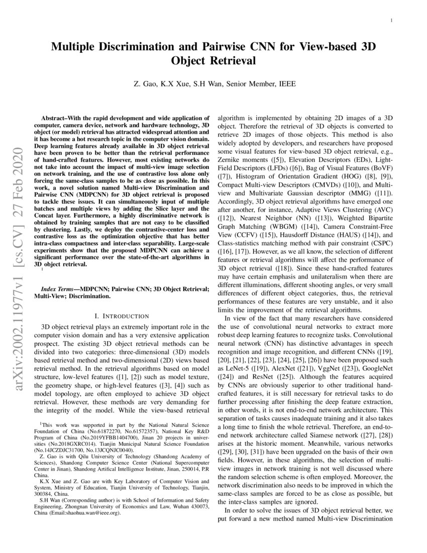 Multiple Discrimination and Pairwise CNN for View-based 3D Object ...