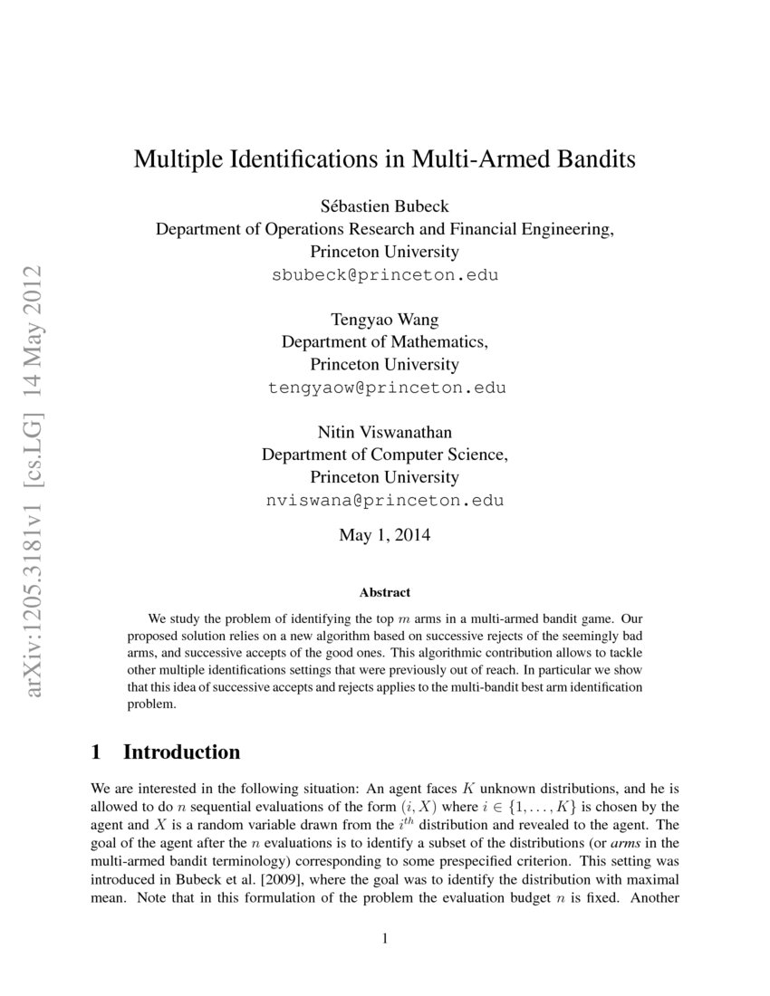 Multiple Identifications in Multi-Armed Bandits | DeepAI