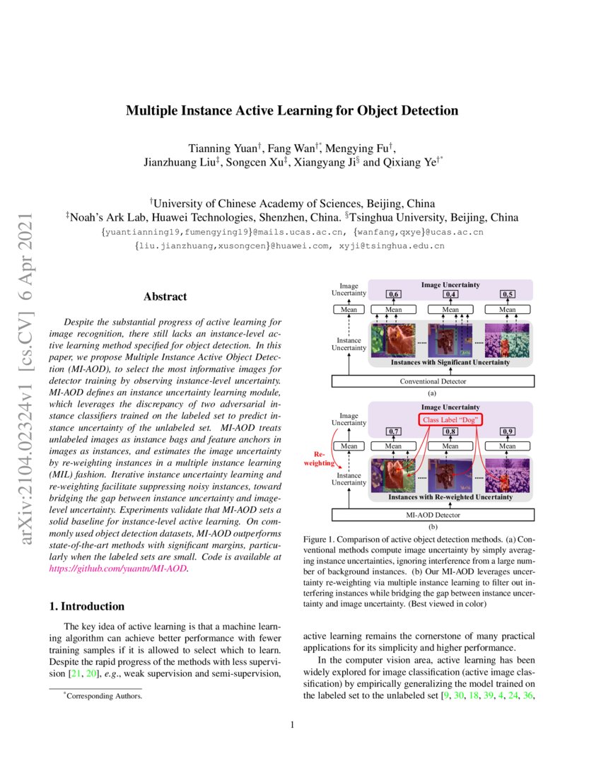 Multiple Instance Active Learning For Object Detection Deepai 8883
