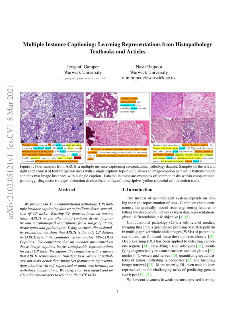 Multiple Instance Captioning: Learning Representations from Histopathology Textbooks and ...
