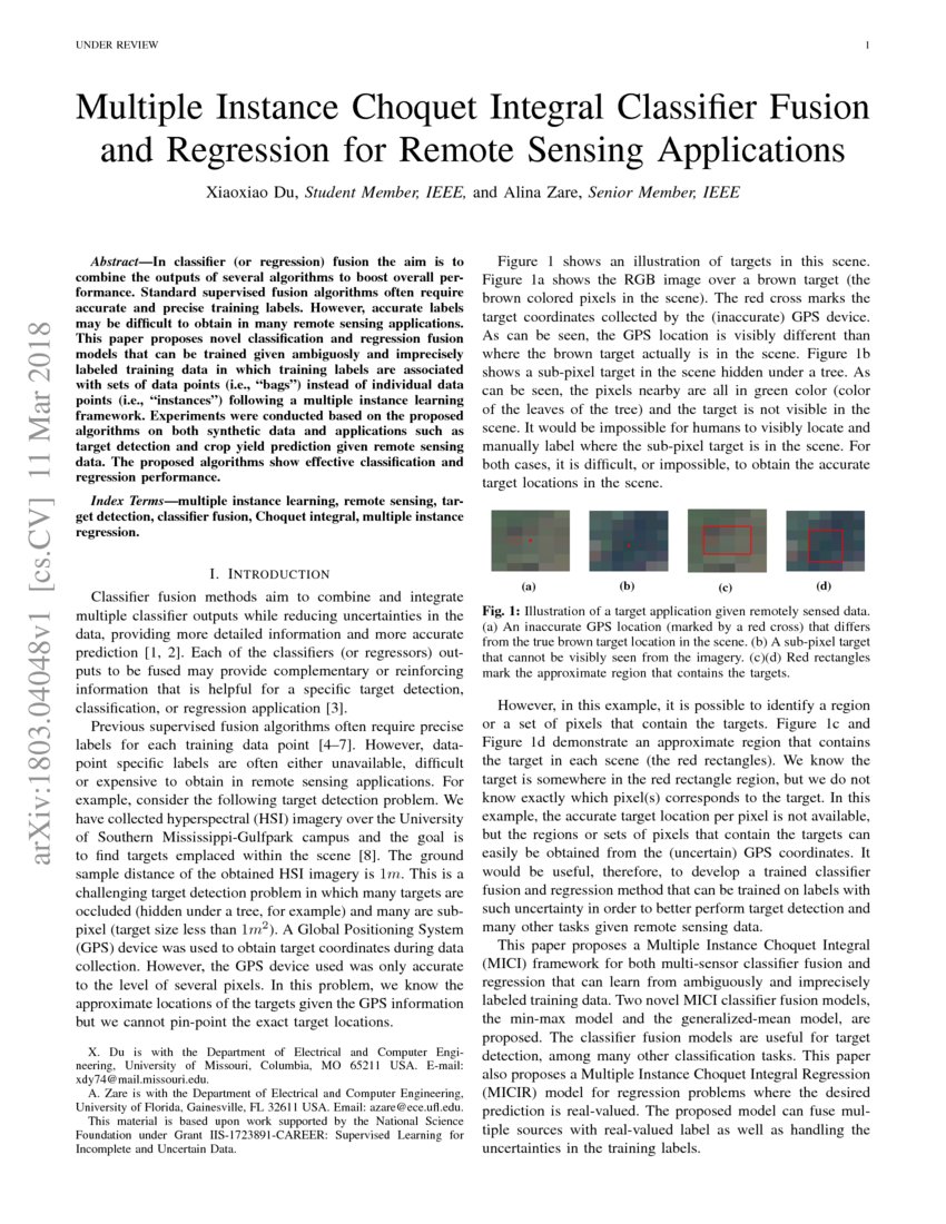 Multiple Instance Choquet Integral Classifier Fusion And Regression For