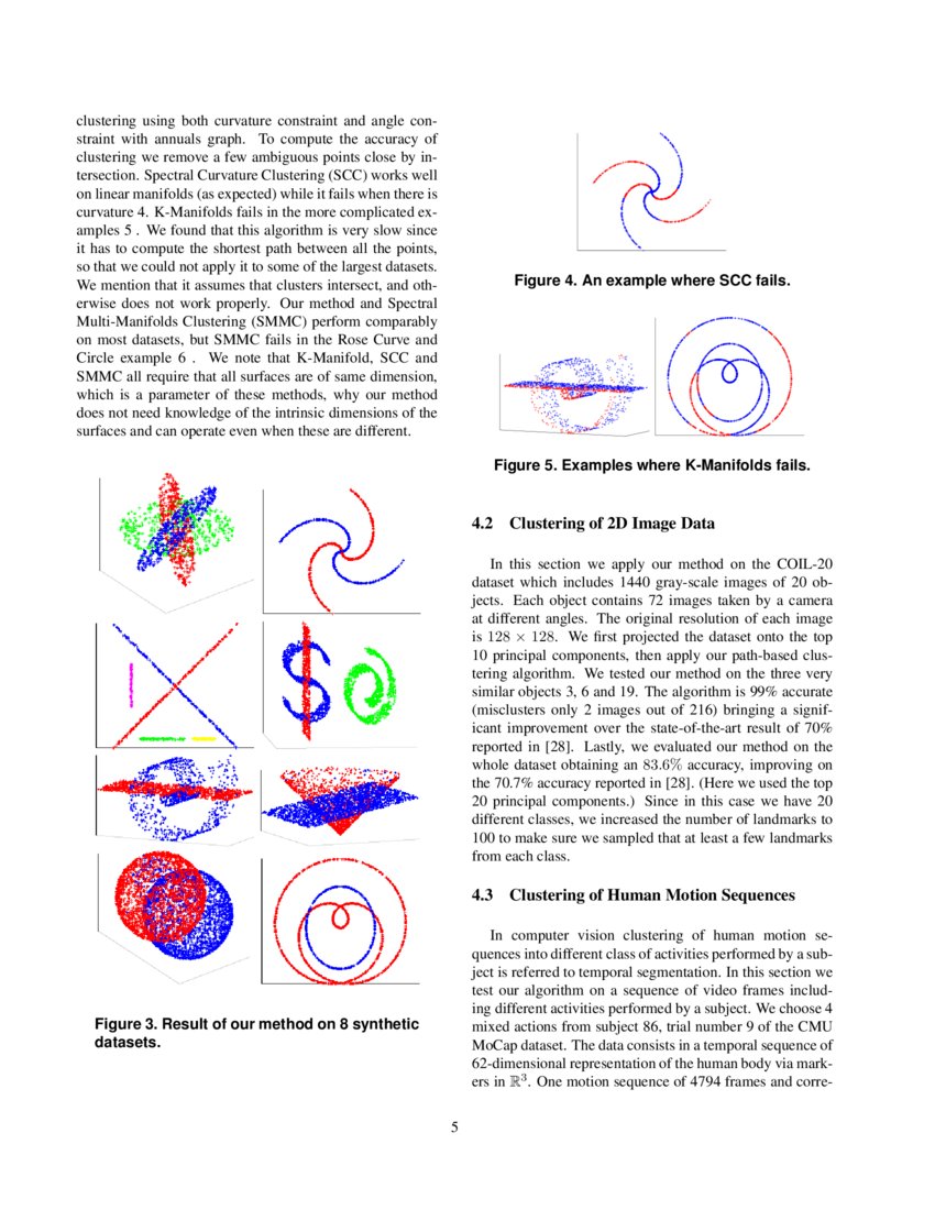 Multiple Manifold Clustering Using Curvature Constrained Path | DeepAI