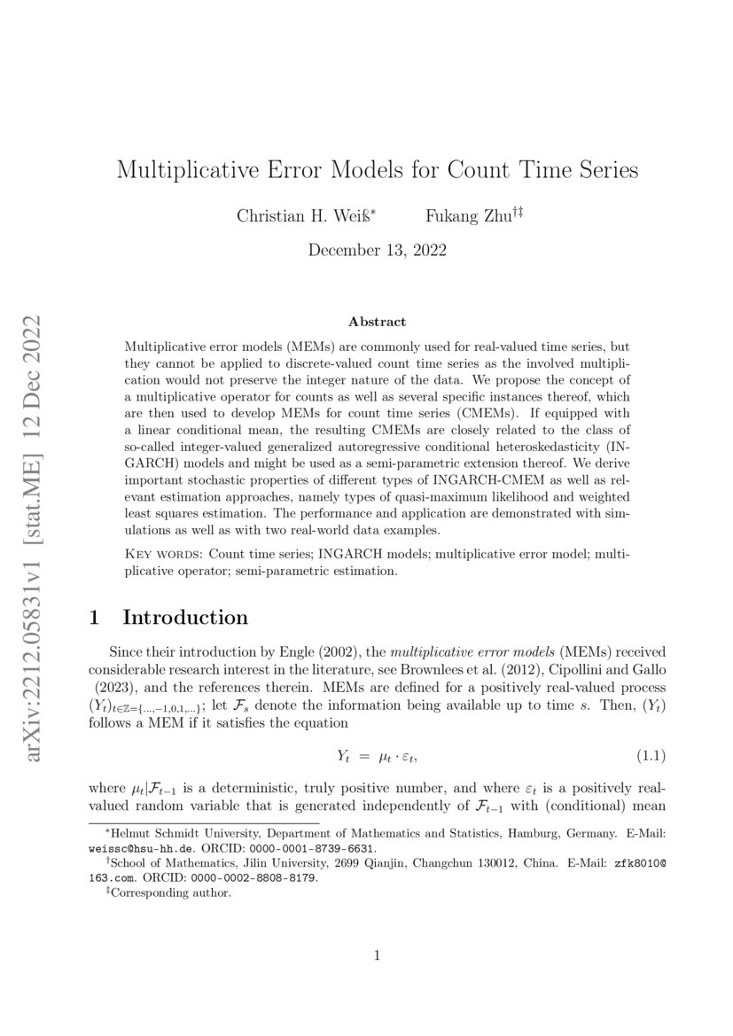 Multiplicative Error Models For Count Time Series DeepAI multiplicative-error-models-for-count-time-series-deepai