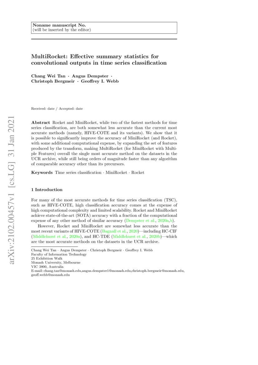 MultiRocket: Effective summary statistics for convolutional outputs in ...