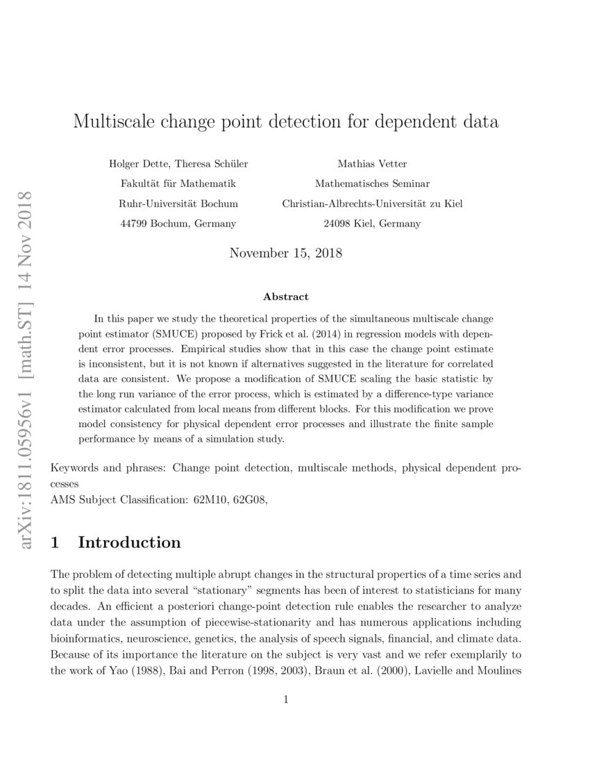 Multiscale change point detection for dependent data | DeepAI
